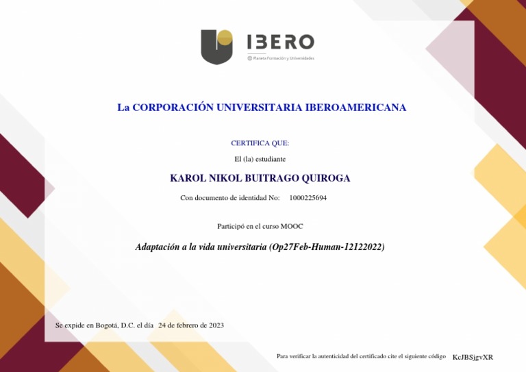 Certificado de curso MOOC - Karol Buitrago | PDF