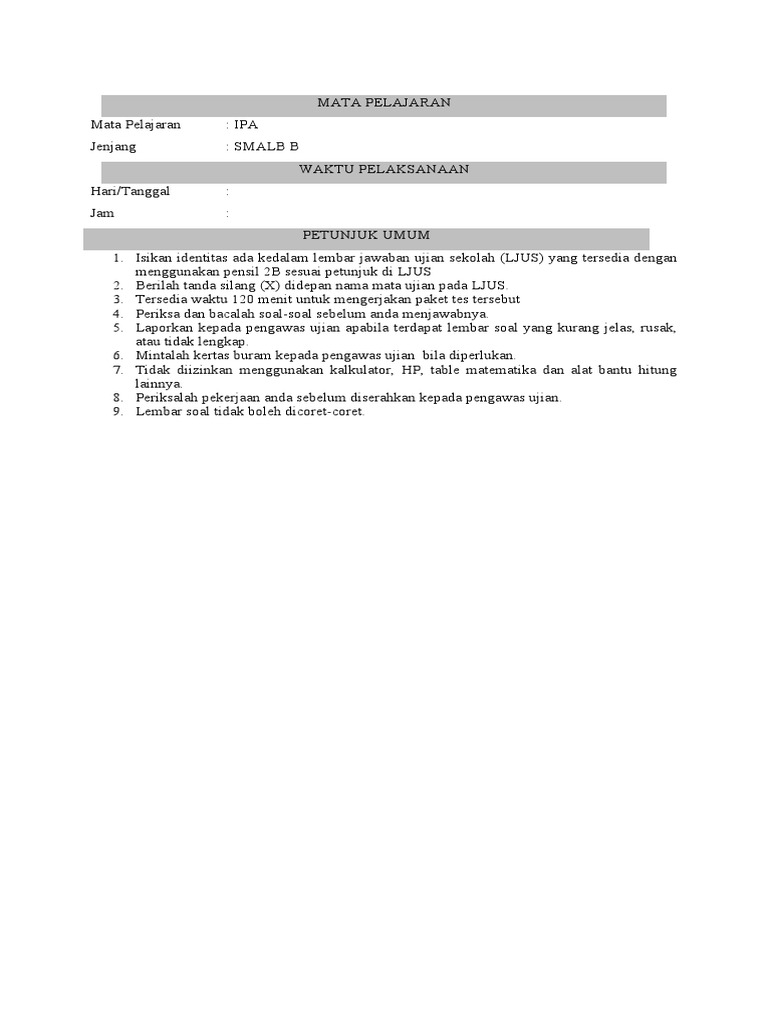 Uas Ipa Smalb Tunarungu | PDF