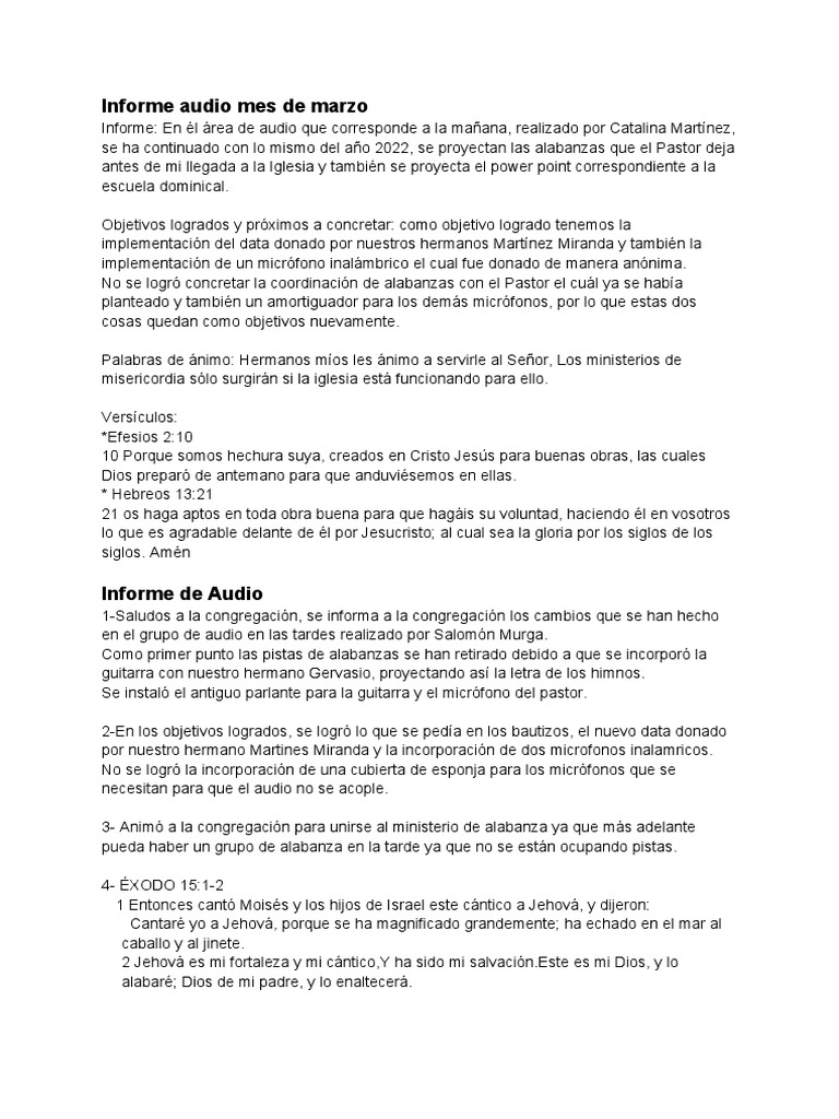 Informe Audio Mes de Marzo | PDF