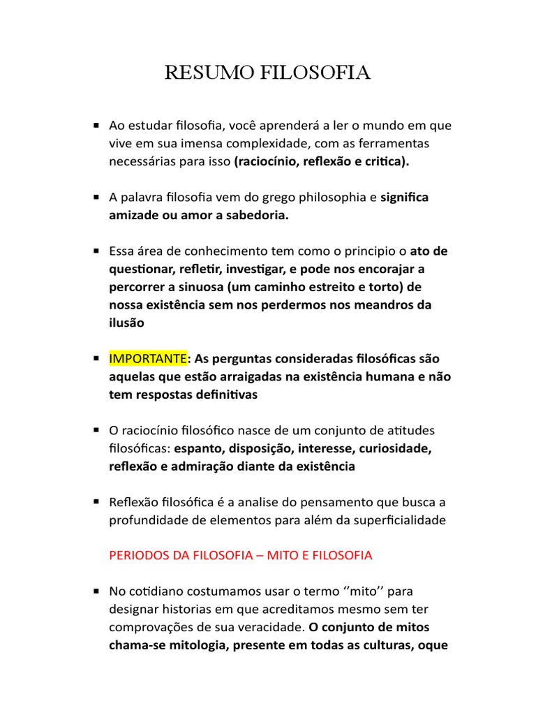 Resumo Filosofia | PDF | Retórica | Sócrates