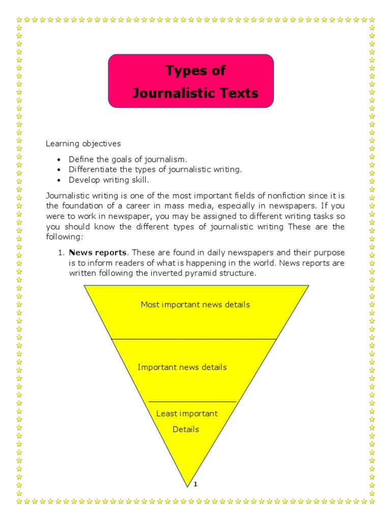 Types of Journalistic Text | PDF | News | Newspapers