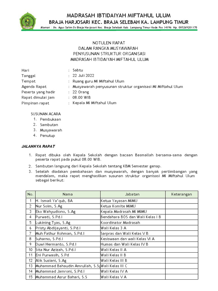 Notulen Rapat Mimu 2023 | PDF