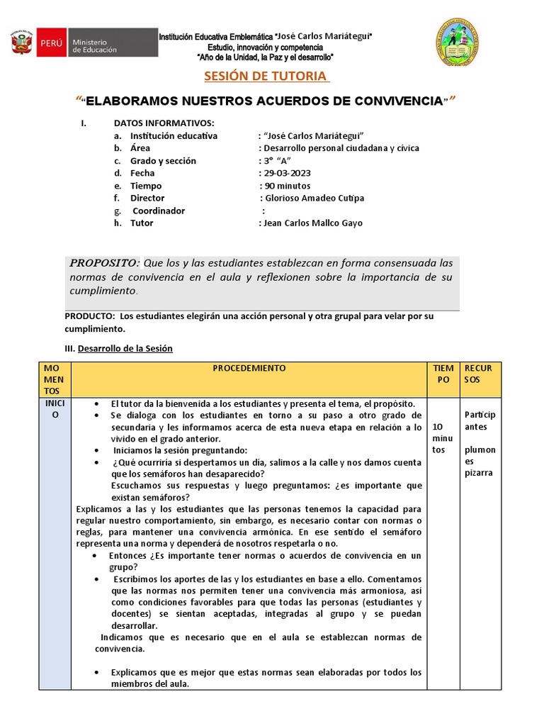 Sesión de Tutoria 2 | PDF | Crecimiento personal y profesional ...