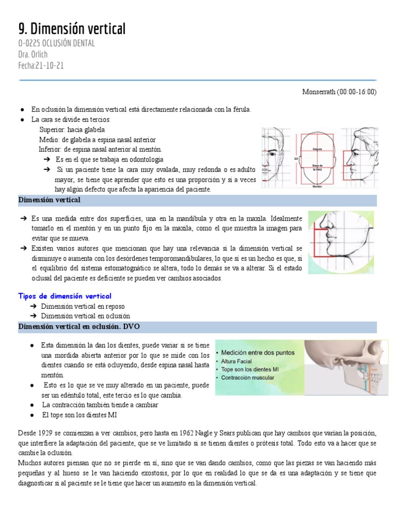Dimensión Vertical en Oclusión Dental | PDF | Dentadura postiza ...