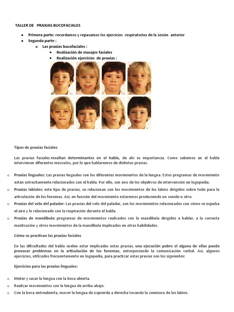 Ejercicios para practicar praxias bucofaciales | PDF | Boca | Lengua