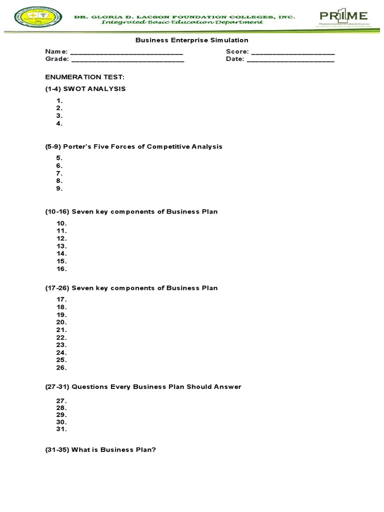 Business Enterprise Simulation Long Quiz 6 | PDF