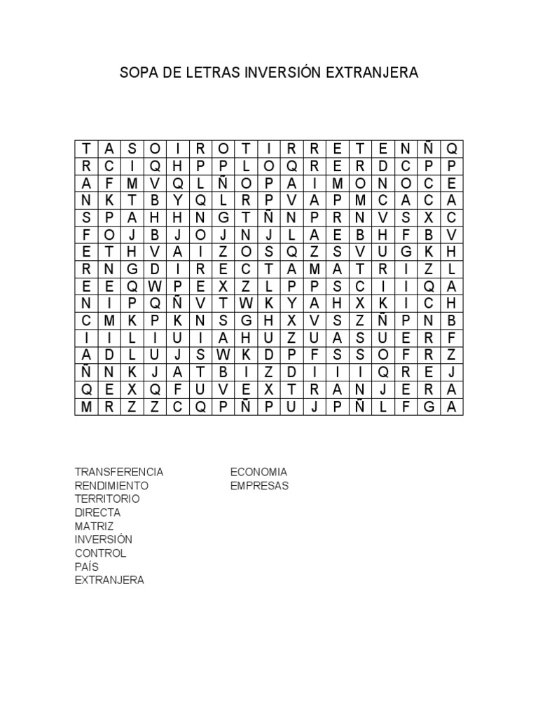 Sopa de Letras Inversión Extranjera | PDF
