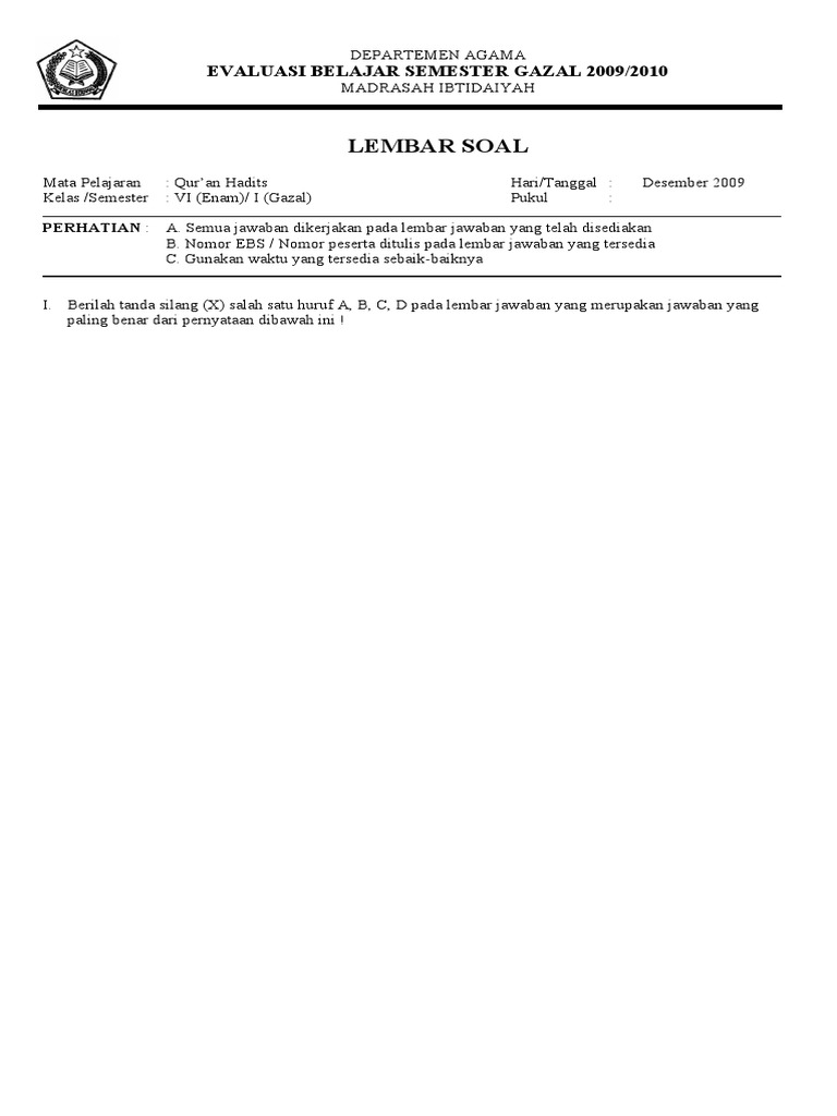 Kumpulan Soal Ebs Ganjil | PDF