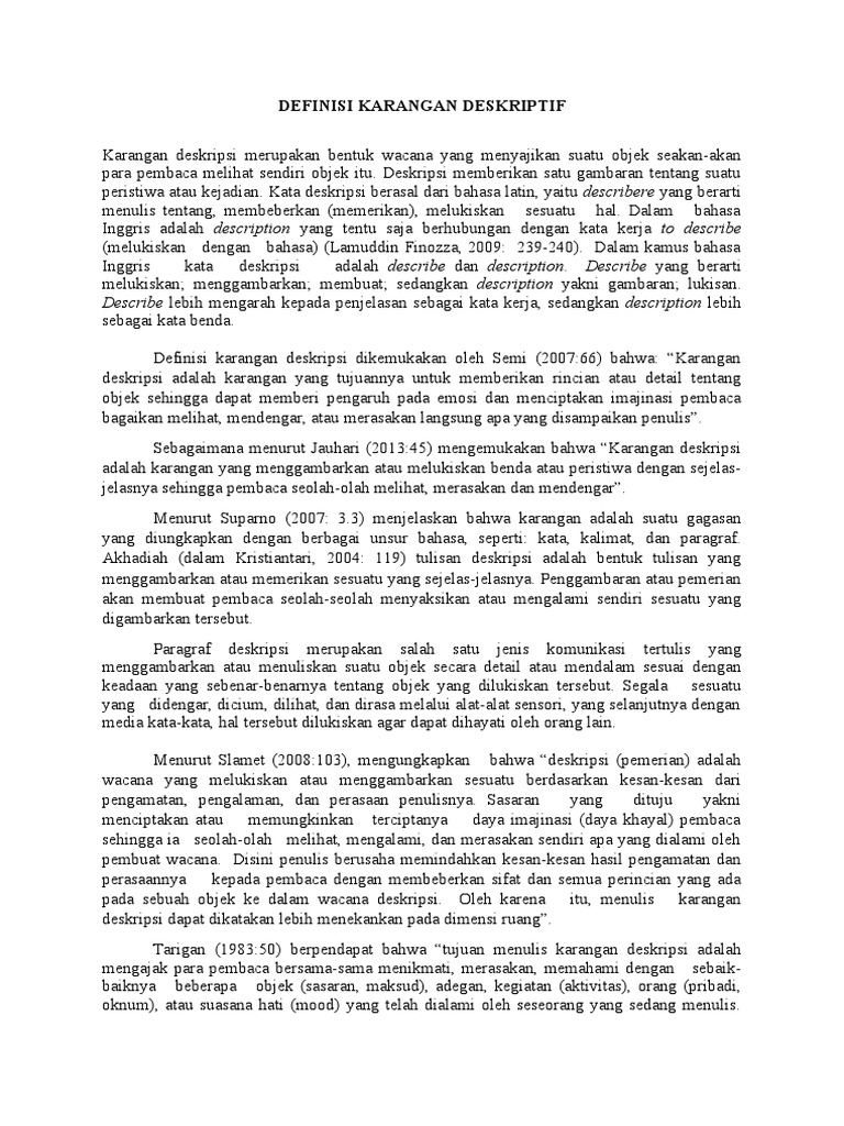 Definisi Karangan Deskriptif | PDF