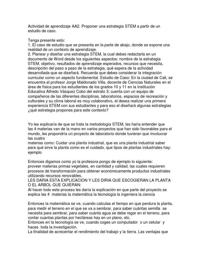 Actividad de Aprendizaje AA2. Proponer Una Estrategia STEM A Partir de ...