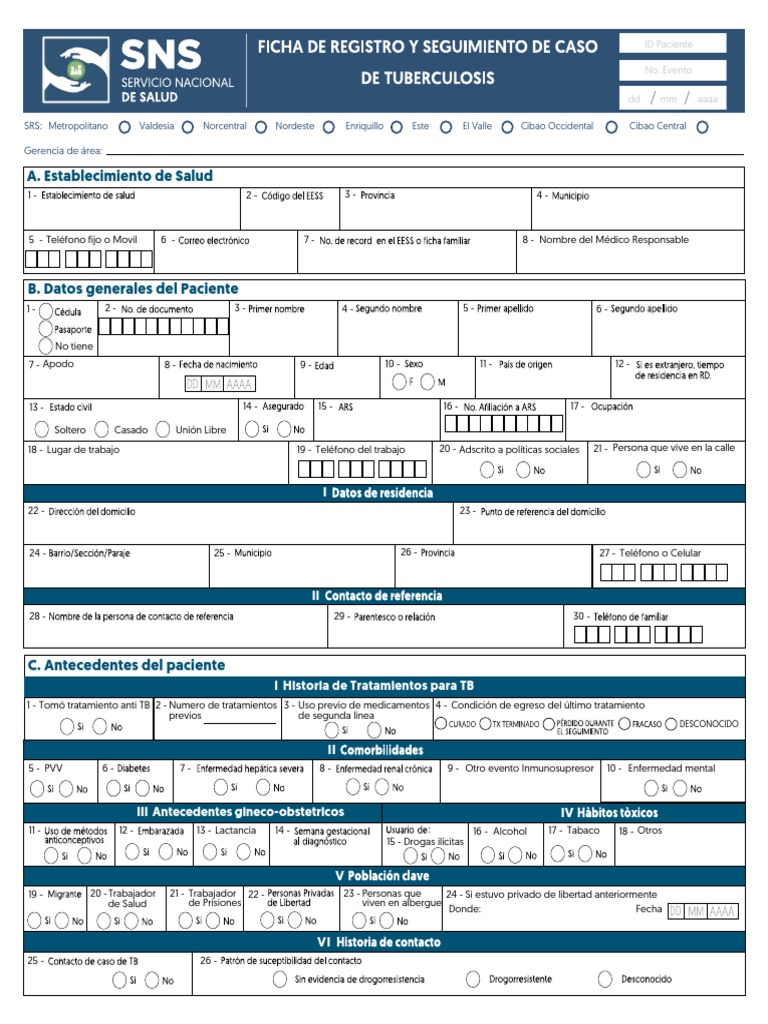 Ficha Unica de Casos de Tuberculosis | PDF | Ciencias de la Salud | Medicina CLINICA