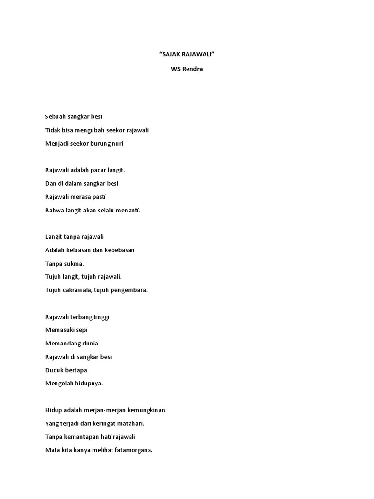 "Sajak Rajawali" WS Rendra | PDF | Dewasa Muda | Klasik