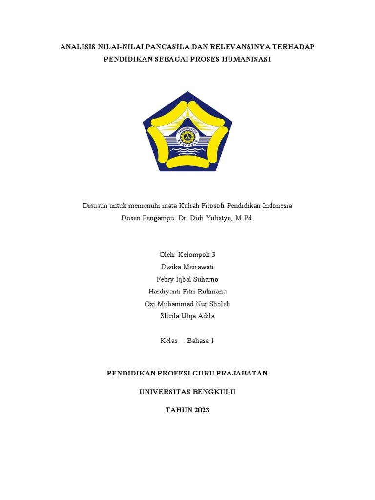 Analisis Nilai Pancasila Dan Relevansi Terhadap Pendidikan Sebagai ... Analisis Nilai Pancasila Dan Relevansi Terhadap Pendidikan Sebagai ...