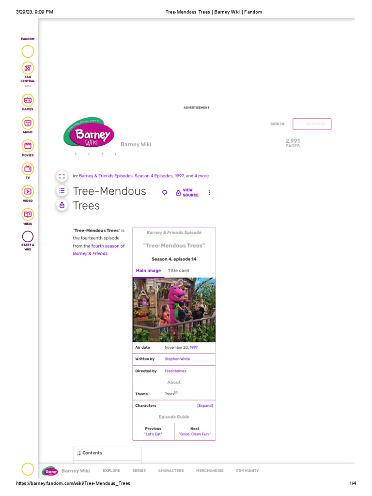 Tree-Mendous Trees - Barney Wiki - Fandom | PDF | Fandom