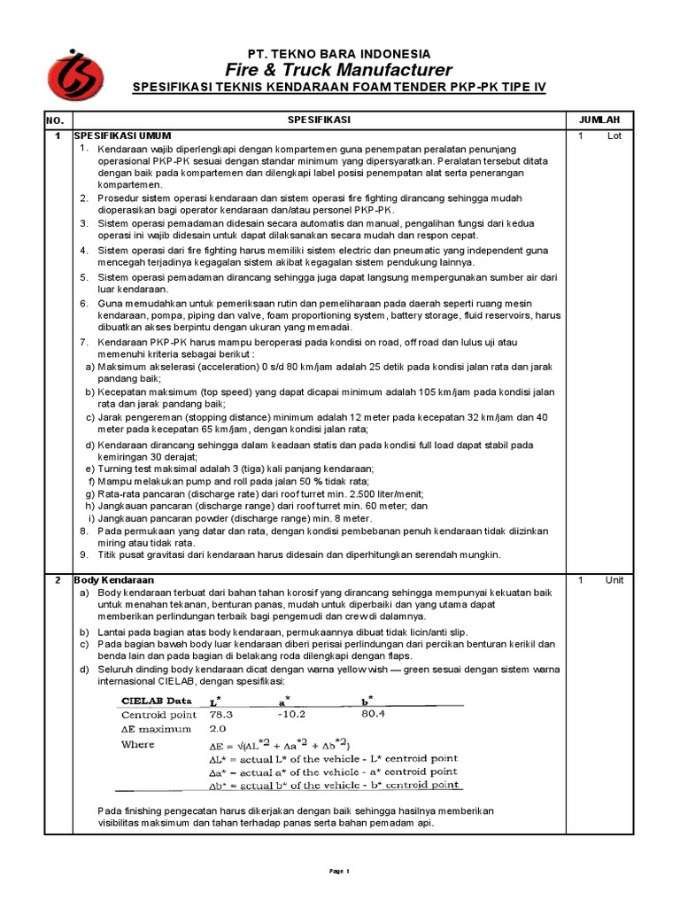 Spesifikasi PKP-PK Type IV (2) | PDF