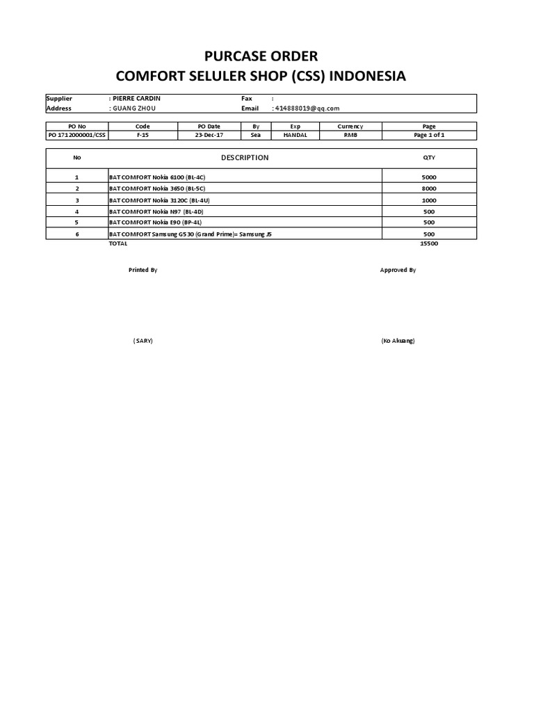 Format PO | PDF | Information And Communications Technology | Mobile Phones