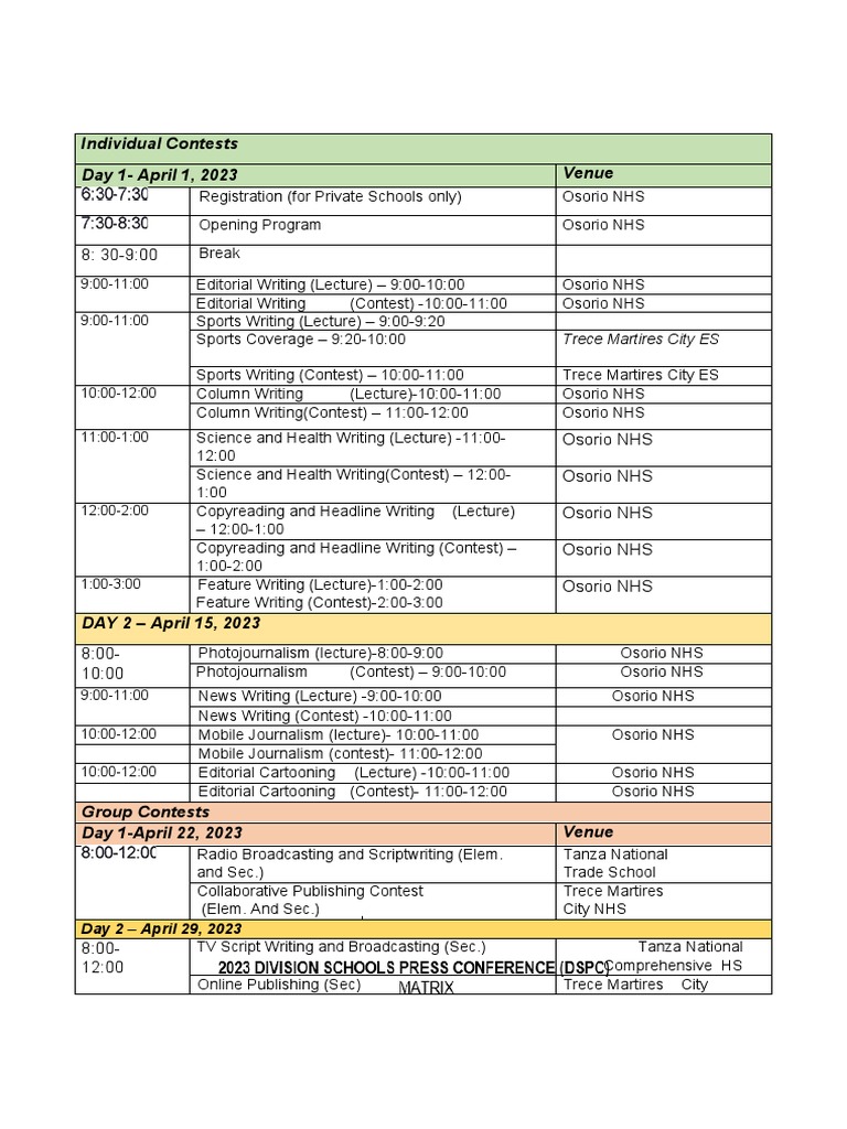 DSPC Encl. No. 4 UPDATED MATRIX | PDF | News | Social Institutions