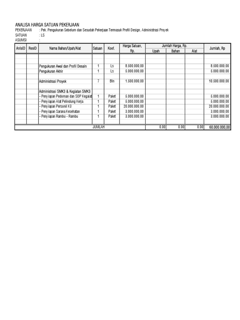 Analisa Pek. Pengukuran, Administrasi Proyek Dan Administrasi SMKK | PDF