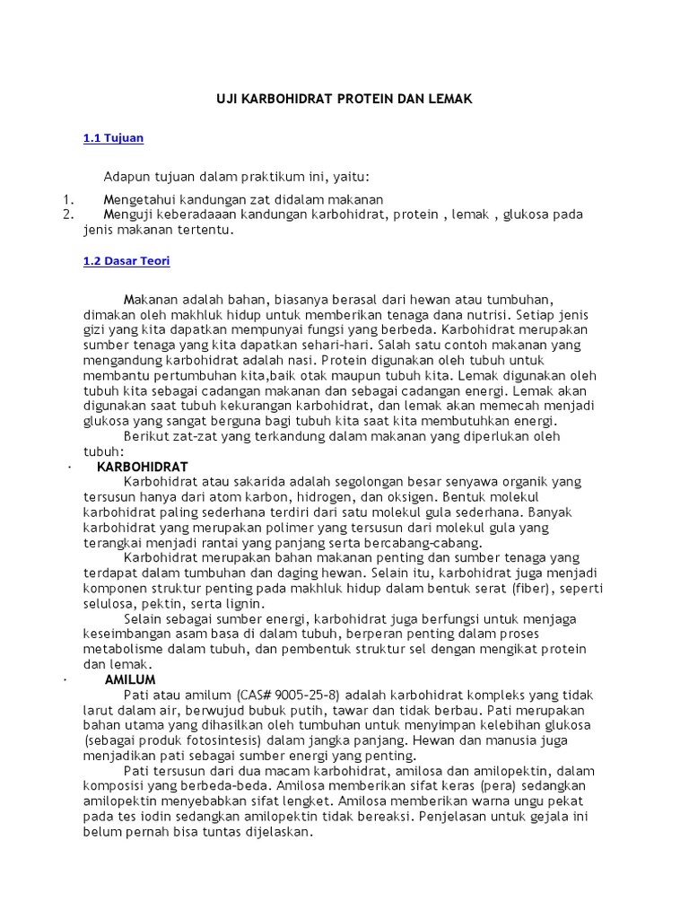 Uji Karbohidrat Protein Dan Lemak | PDF