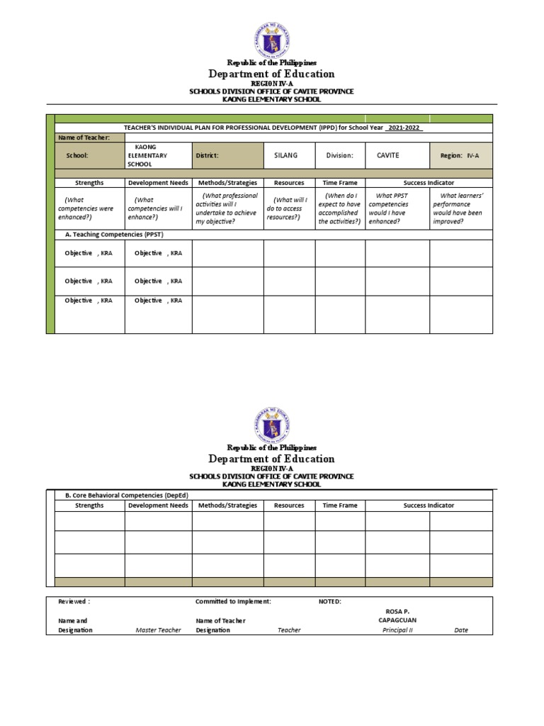 Teachers Ippd 2021 2022 | PDF | Teachers | Behavior Modification