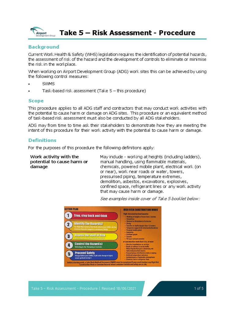 Take 5 Risk Assessment Procedure | PDF | Hazards | Risk