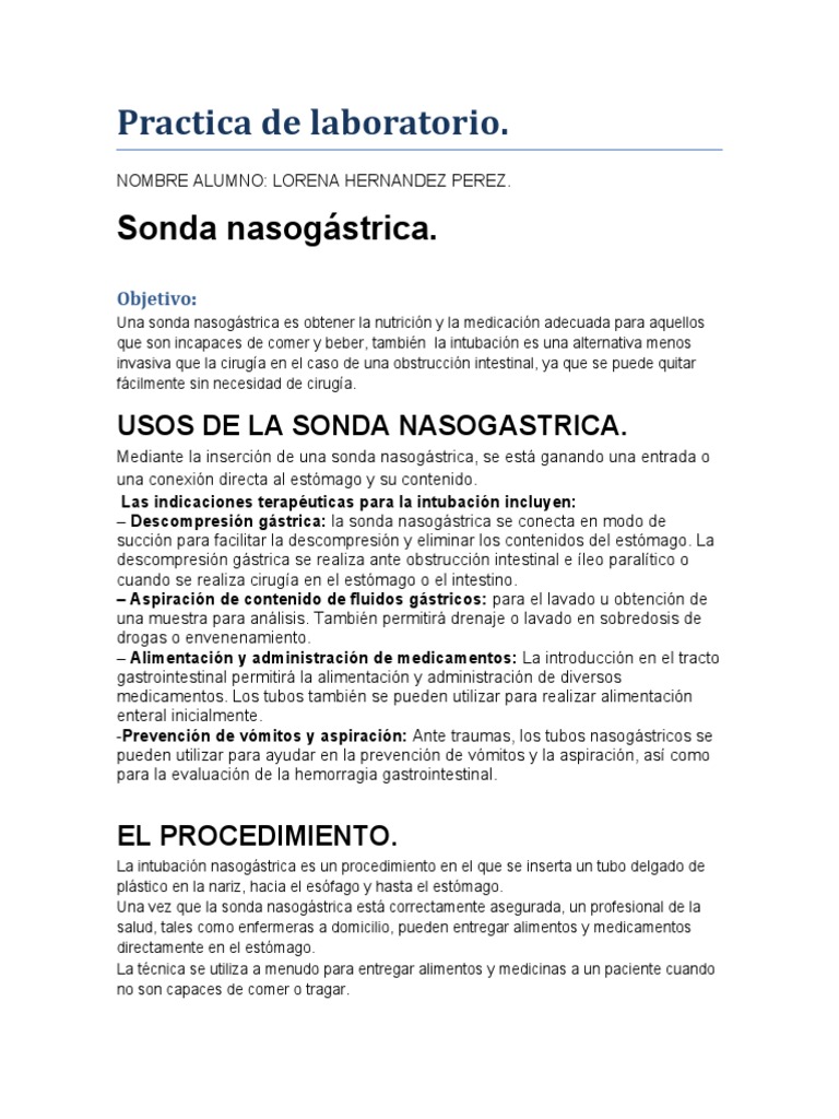 Sonda Nasogastrica Pdf Sistema Digestivo Cuidado De La Salud