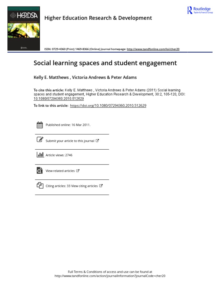 Social Learning Spaces and Student Engagement | PDF | Learning ...