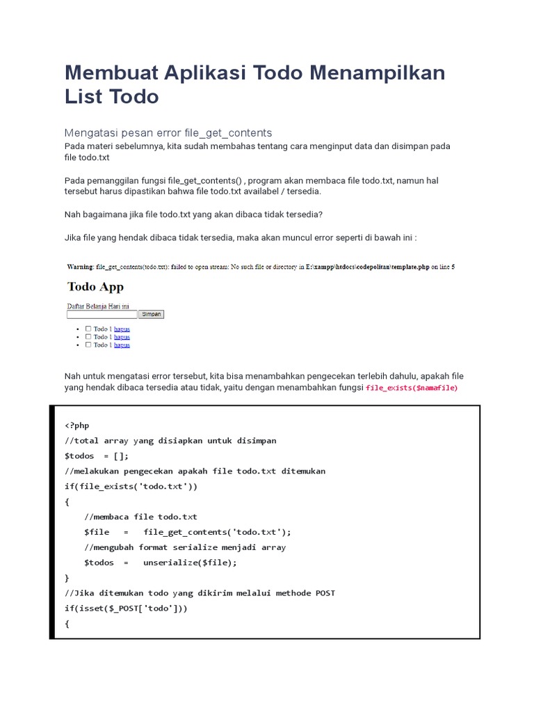 Membuat Aplikasi Todo Menampilkan List Todo | PDF Membuat Aplikasi Todo Menampilkan List Todo | PDF
