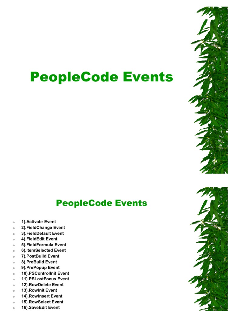 PeopleCode Event Flow Examples | PDF | Menu (Computing) | Databases