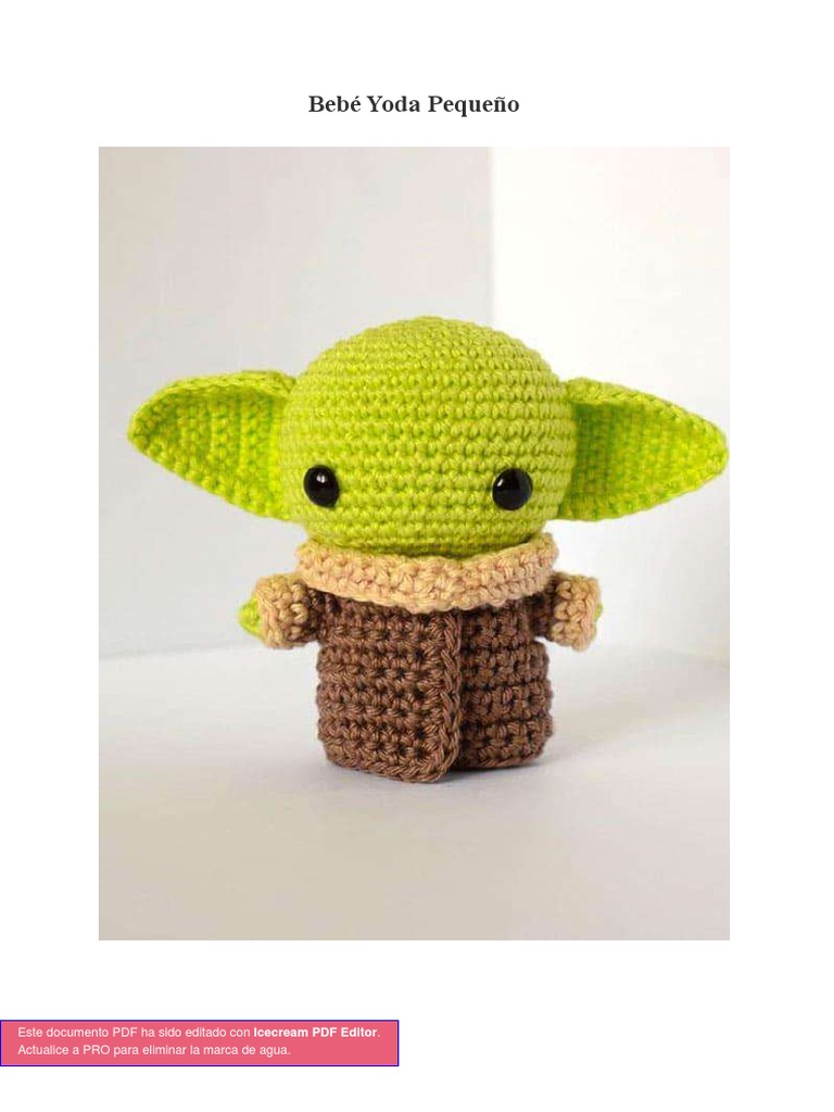 Bebe Yoda Pequeno | Descargar gratis PDF | Tejer | Arte popular