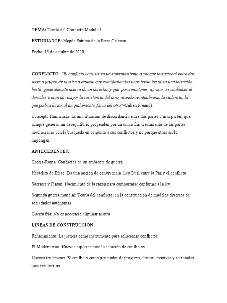 Teoria Del Conflicto Modulo I | PDF | Conflicto (proceso) | Negociación