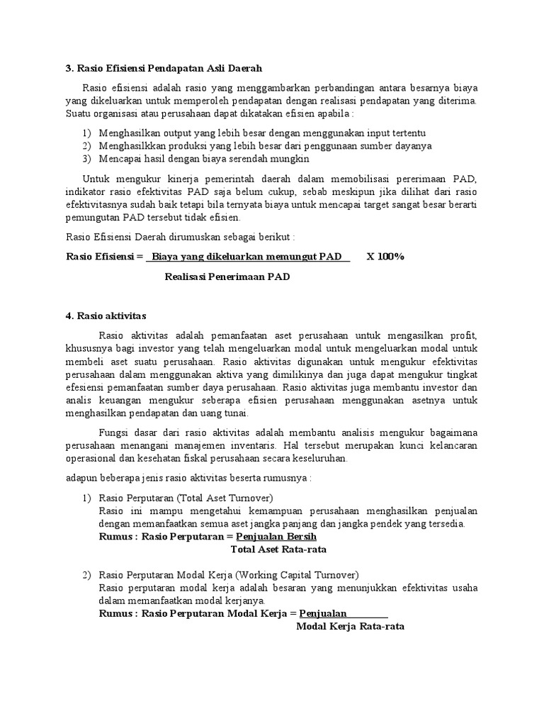 Rasio Efisiensi PAD | PDF