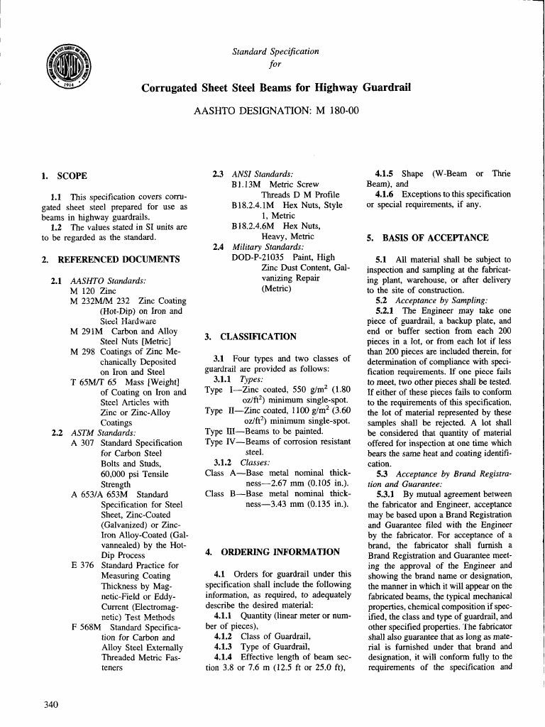 Aashto M 180-00 | PDF | Galvanization | Screw