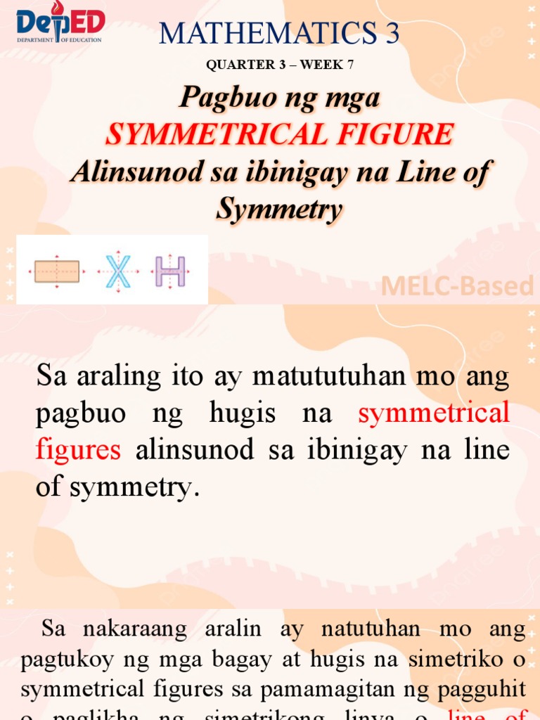 Pagbuo NG Mga Alinsunod Sa Ibinigay Na Line of Symmetry: Mathematics 3 ...