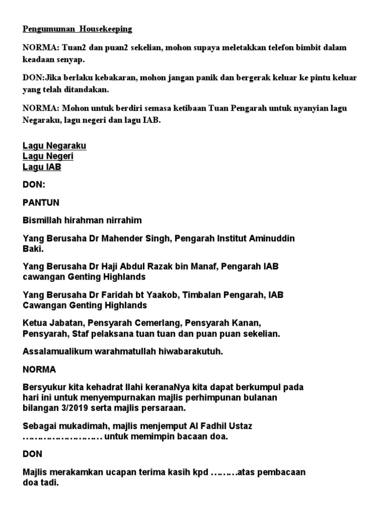 Majlis Perhimpunan Bulan Mei Dan Jun | PDF