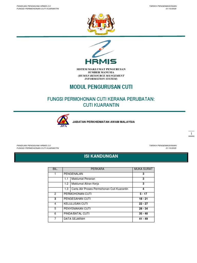Modul Pengurusan Cuti: Fungsi Permohonan Cuti Kerana Perubatan: Cuti ...