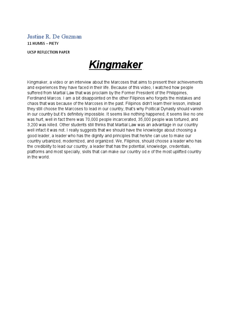 Ucsp Reflection Paper | PDF