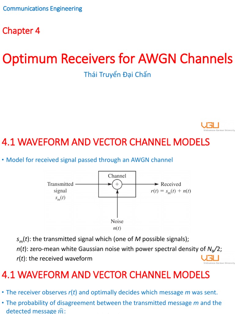 ch4 p1 Optimum Receivers For Awgn Channels | PDF | Algorithms ...