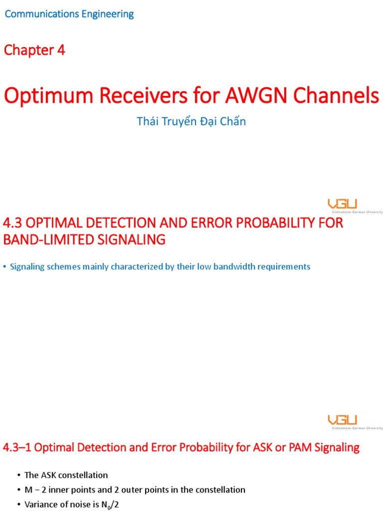 ch4 p3 Optimum Receivers For Awgn Channels | PDF | Antenna (Radio ...