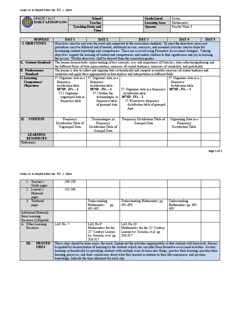 G7 Q4 Week 03 | PDF | Learning | Data