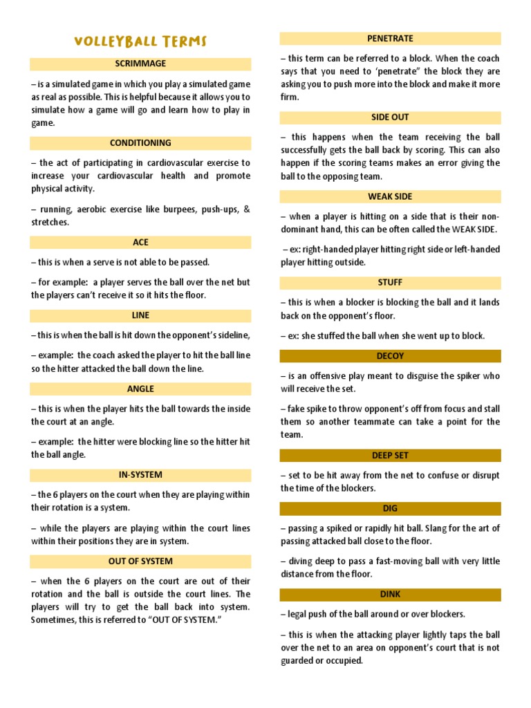 Volleyball Terms | PDF | Athletic Sports | Ball Games
