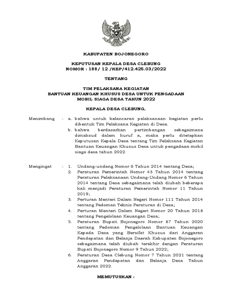 SK Timlak BKK Mobil Siaga | PDF