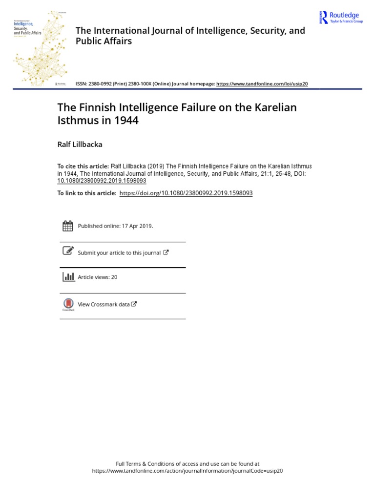 The Finnish Intelligence Failure On The Karelian Isthmus in 1944 ...