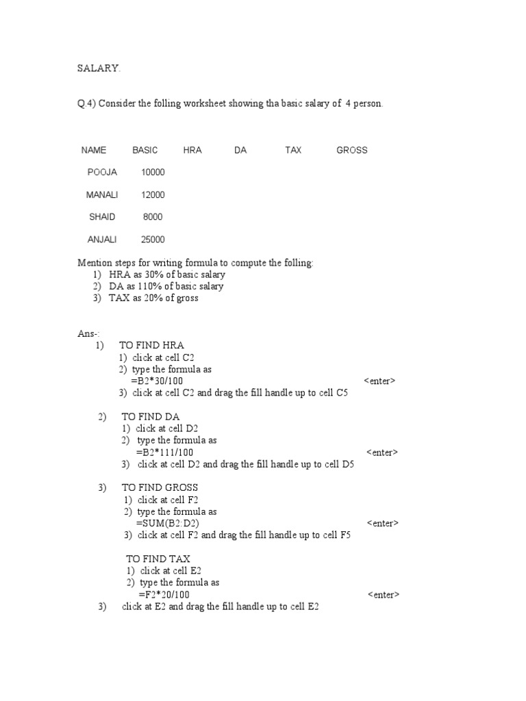 HRA Calculation in Excel Formula | PDF