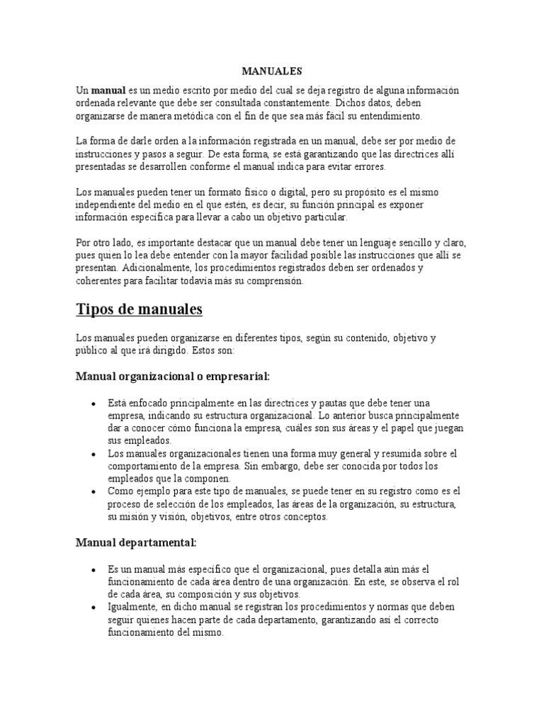 Tipos y Ejemplos de Manuales | PDF