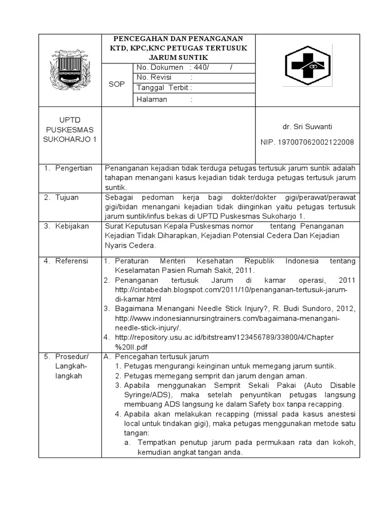 Sop Pencegahan Dan Penanganan KTD | PDF