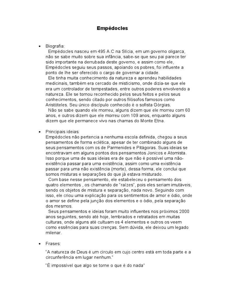 Empédocles filosofia | PDF