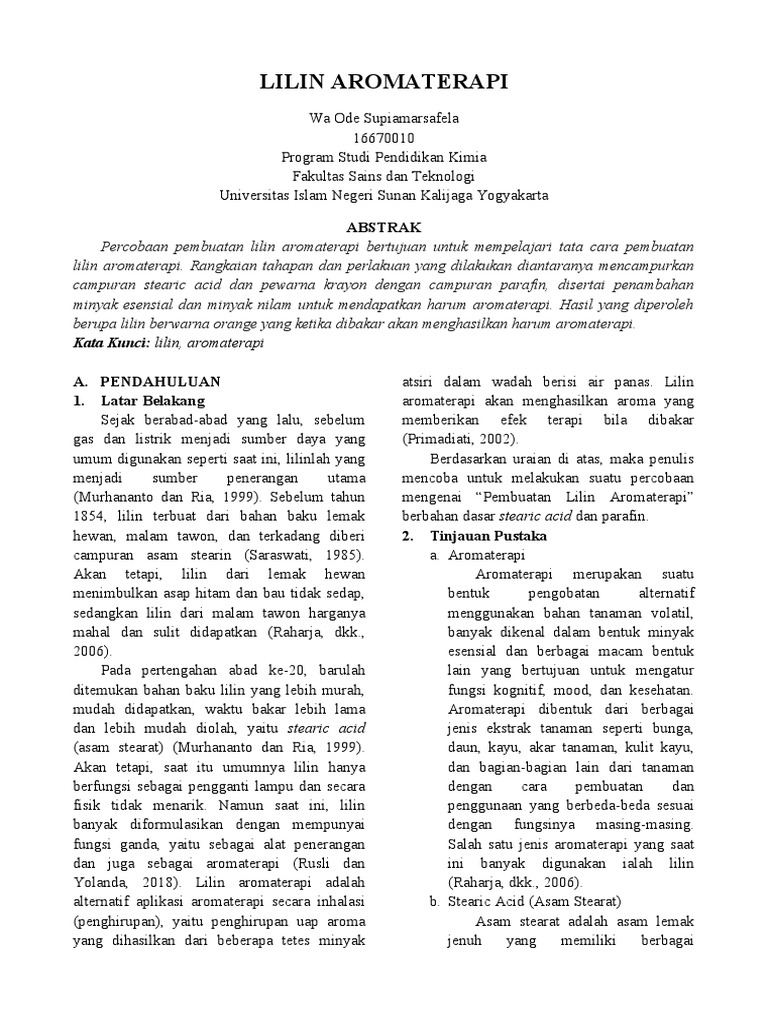 Prakarya Kimia - Lilin Aromaterapi | PDF