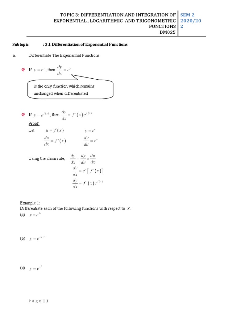 Topic 3 DM025 202021 | PDF | Exponential Function | Trigonometric Functions