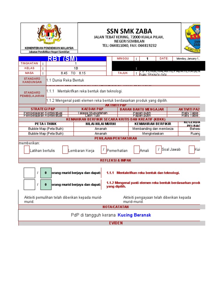 SSN SMK Zaba: RBT (SM) | PDF
